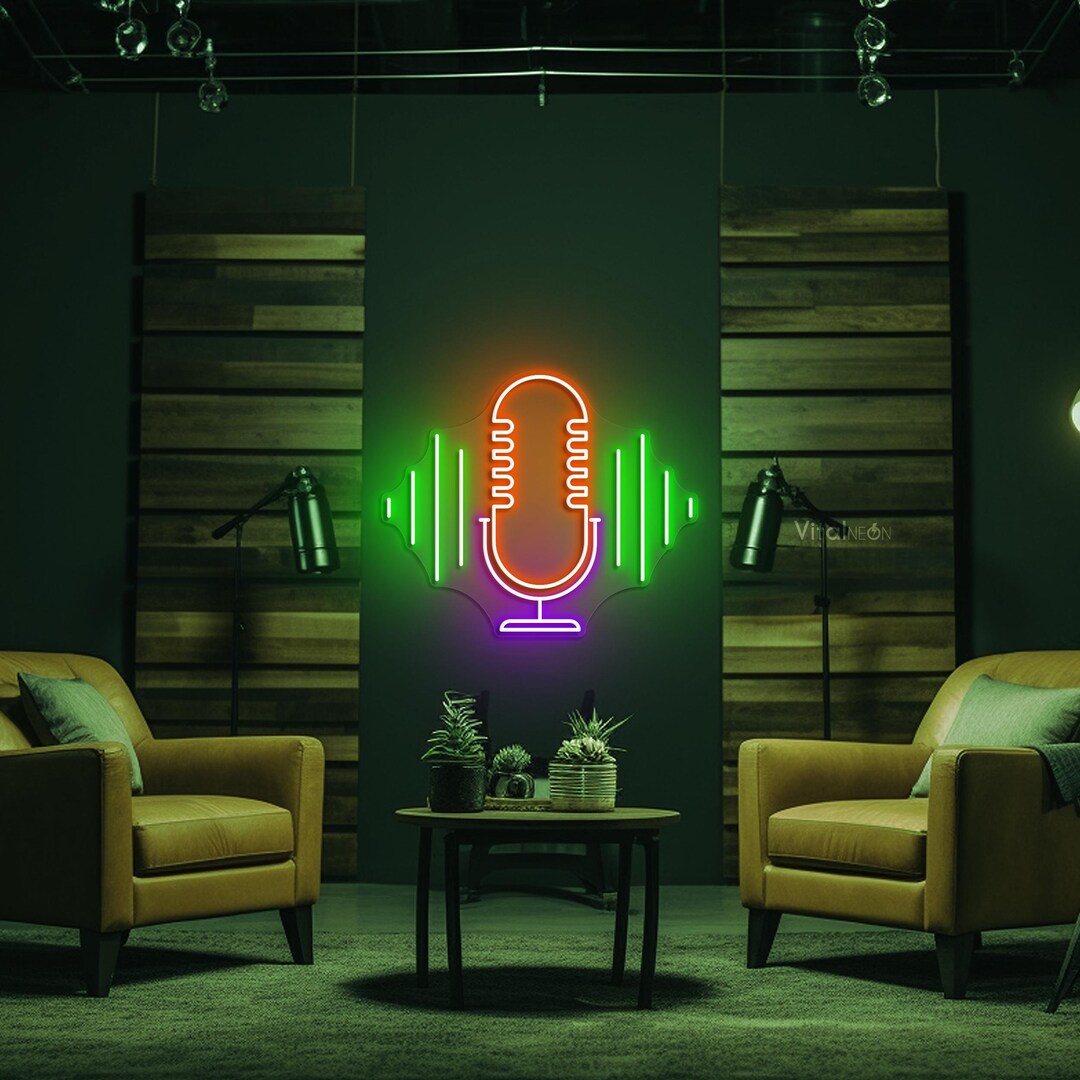 Podcast Neon Sign, Microphone LED Light, Microphone Neon Sign, Podcast ...