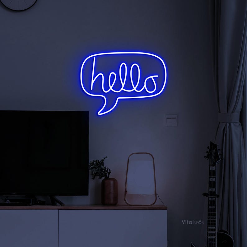 Hello LED Neon Sign, Chat Box Wall Decor - Etsy UK
