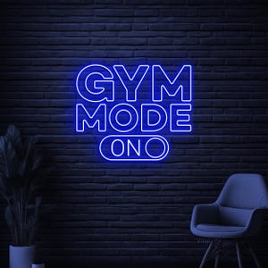 Gym Mode on Neon Sign, Gym Mode on LED Light, Gym Wall Decor, Fitness ...
