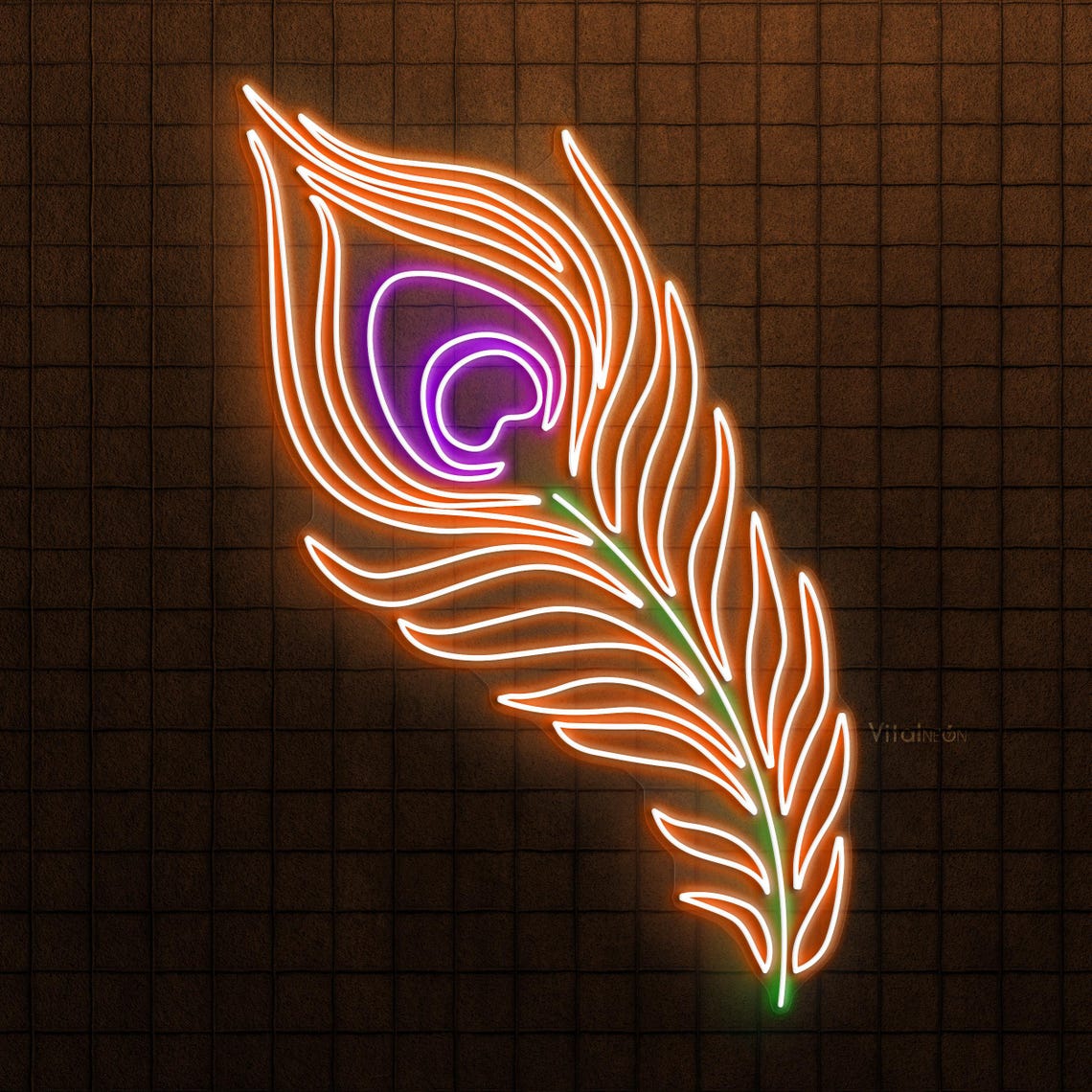 Peacock Feather Neon Sign, Peacock Feather Led Light, Animal Shop Wall ...