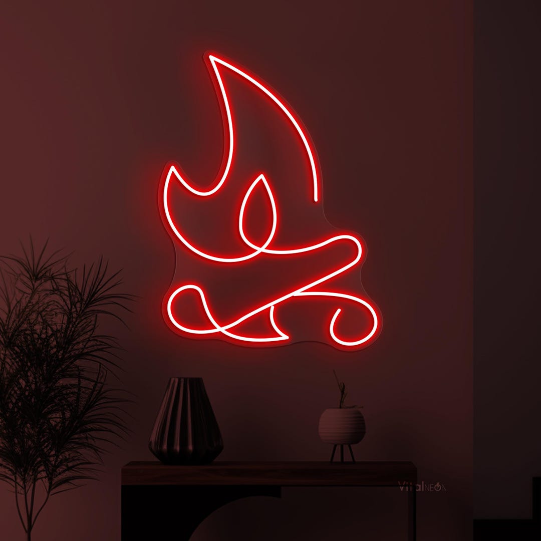 Fire Neon Sign, Fire LED Light, Flaming Fire Wall Decor, Flame Wall Art ...