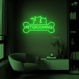 Pet Grooming Neon Sign, Pet Grooming LED Light, Dog Cat Pet Service ...