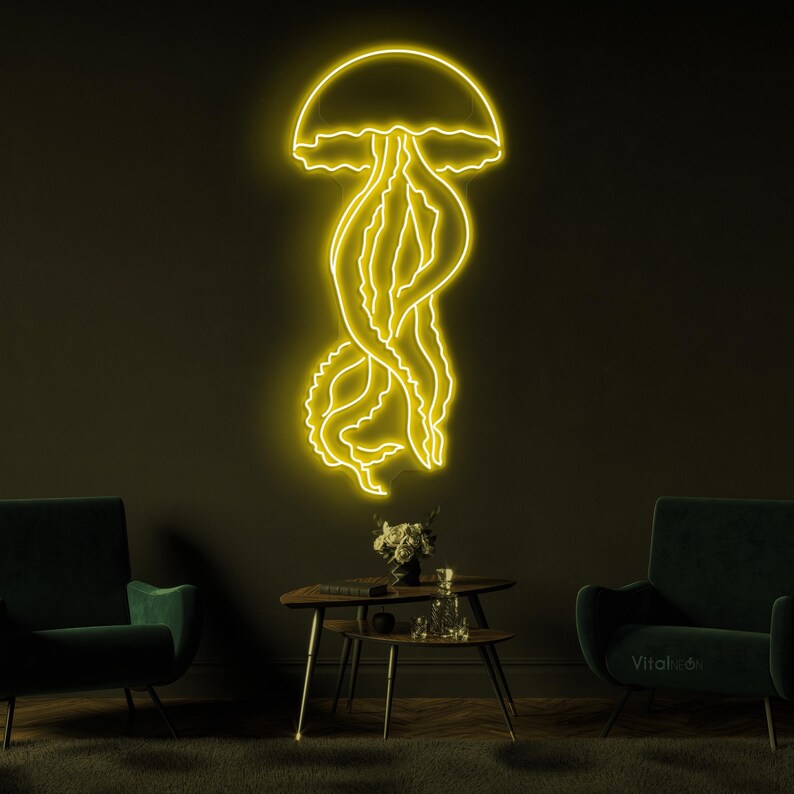 Jellyfish Neon Sign, Jellyfish LED Light, Ocean Restaurant Neon Art ...