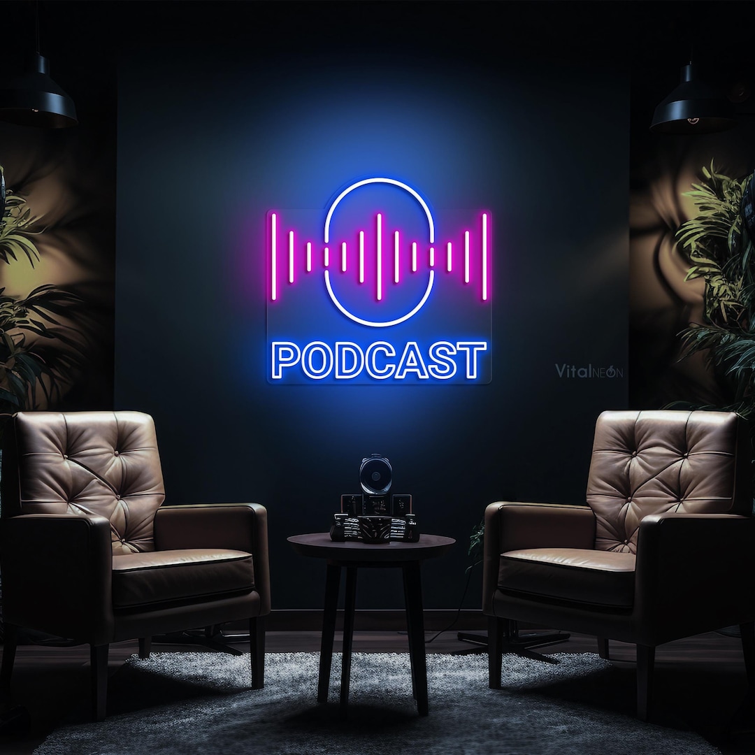Podcast Neon Sign, Podcast LED Light, Microphone Neon Art, Recording ...