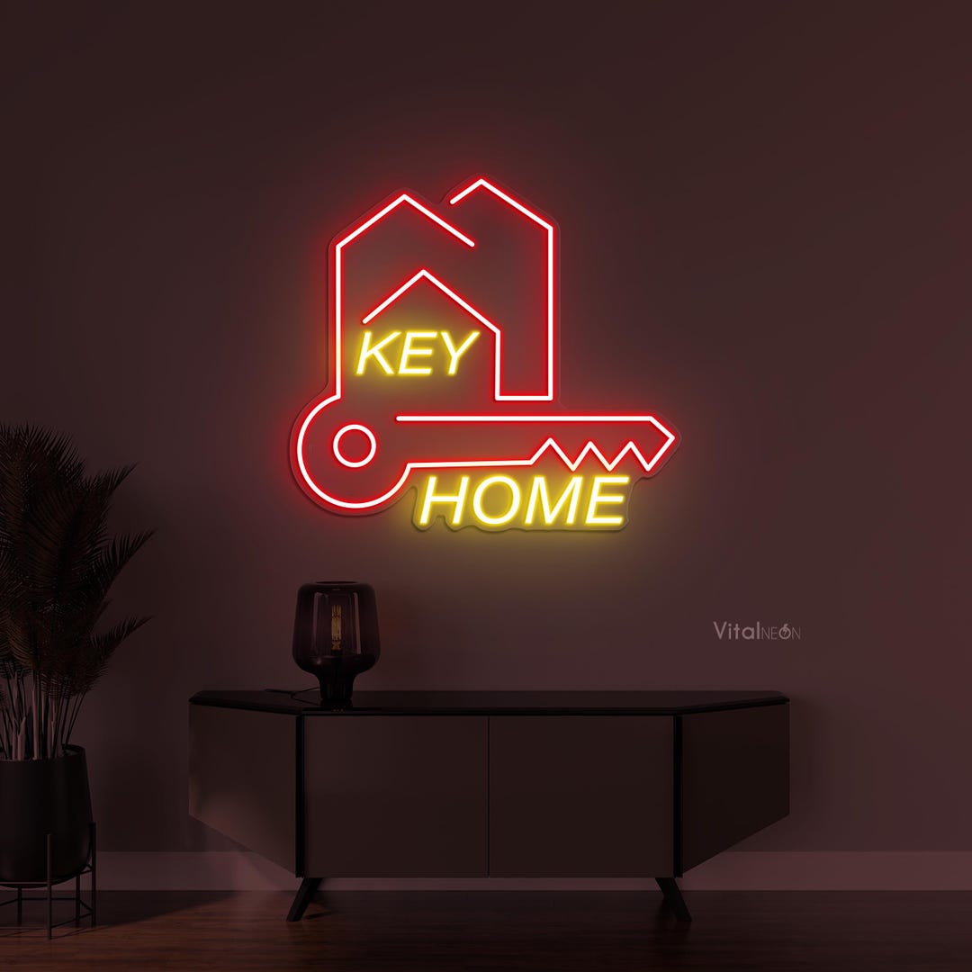 Home Key Neon Sign, Home Key LED Light, Key to Home Wall Decor, Sweet ...
