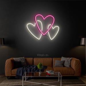 Hearts Neon Sign, Love Heart LED Light, Triple Hearts LED Neon Art ...