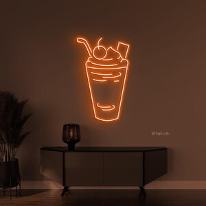 Milkshake Neon Sign, Milkshake LED Light, Sweet Trea Wall Art, Dessert ...
