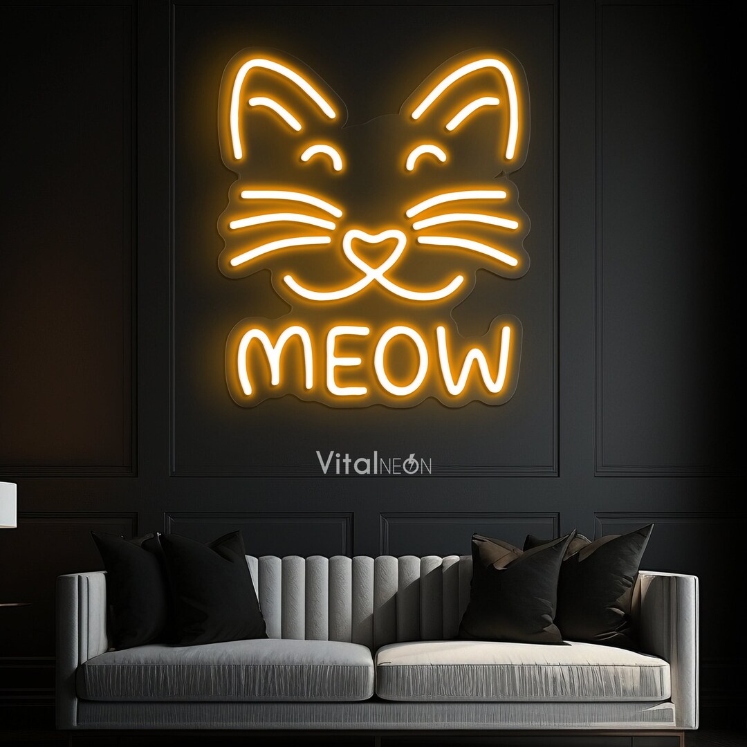 Meow Kitty Cat LED Neon Sign, Pet Lover Party Shop Nursery Room - Etsy