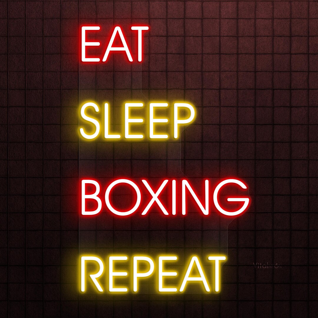 Eat Sleep Boxing Repeat Neon Sign – Fitness Motivation Decor for Gyms ...