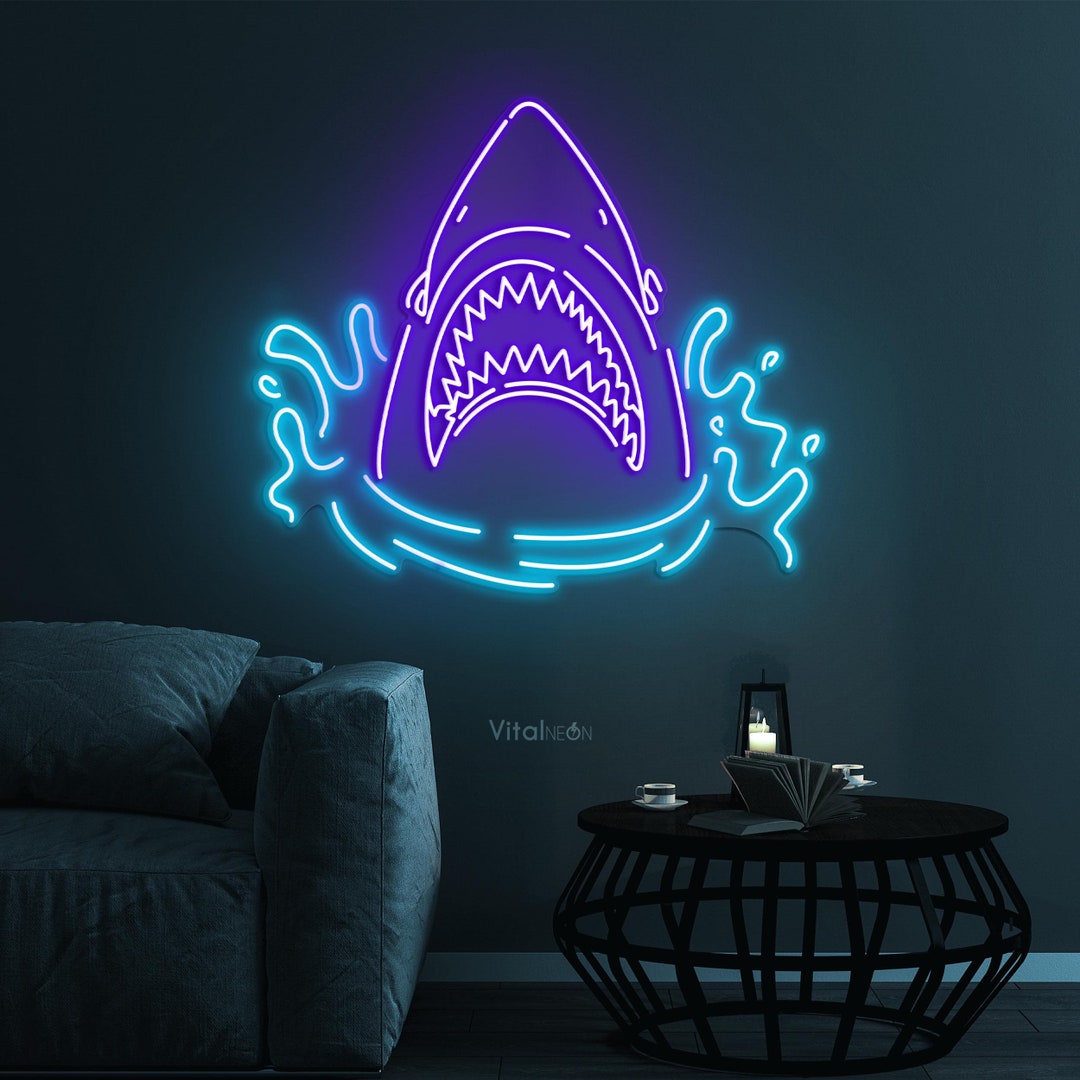 Shark Neon Sign, Fish LED Light, Shark LED Neon Art, Ocean Shark Neon ...