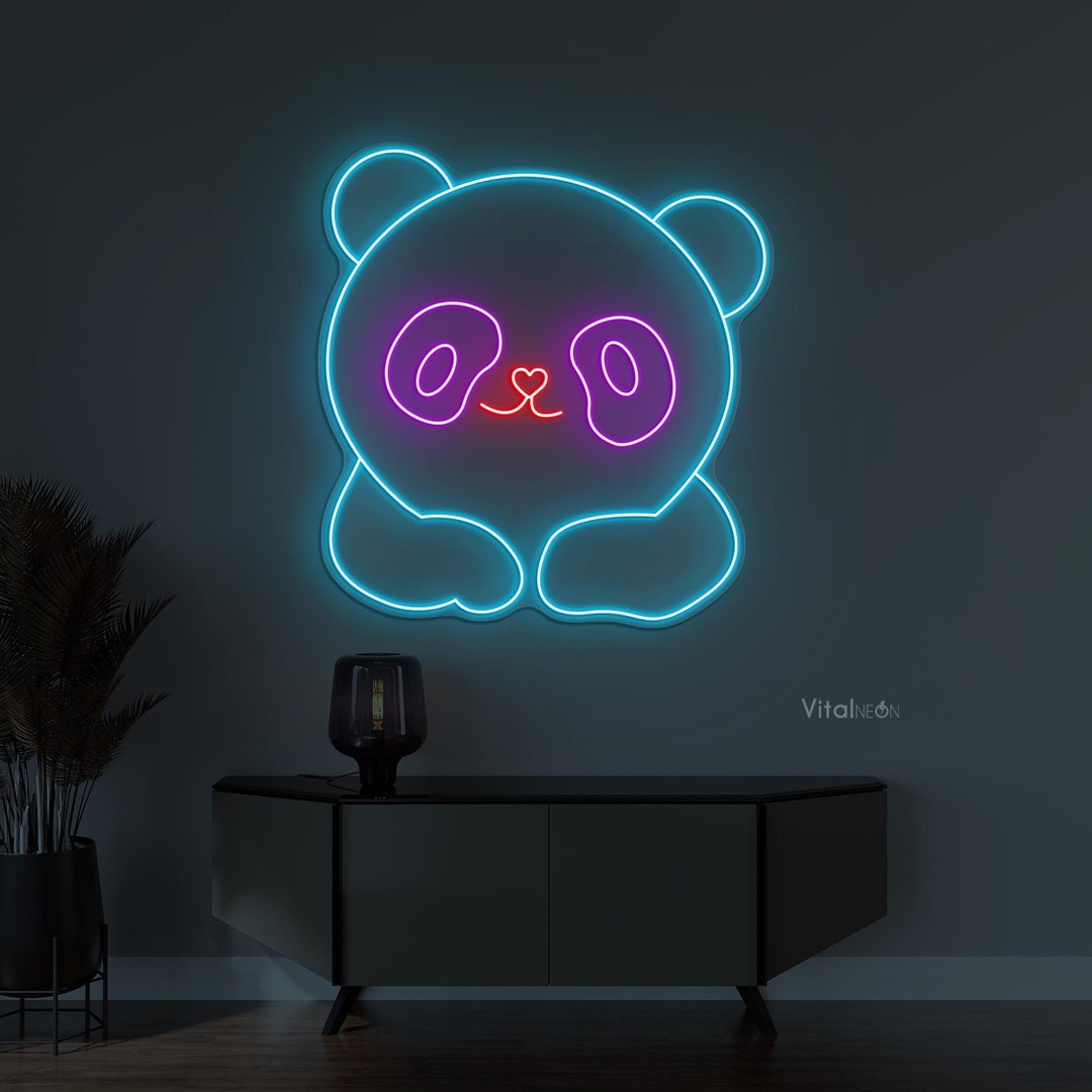 Panda Neon Sign, Panda LED Light, Cute Panda Wall Decor, Animal Wall ...