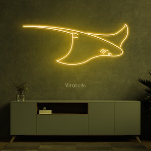 Manta Ray Fish Neon Sign, LED Wall Decor, Manta Fish Sign, Marine Fish ...