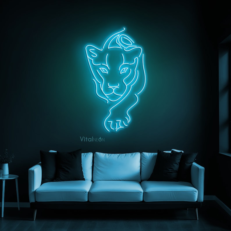 Panther Neon Sign LED Light Big Cat Wall Art Man Cave Game Room Decor ...
