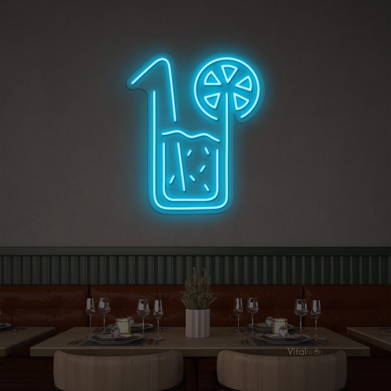 Cocktail Neon Sign – LED Bar Light, Cafe Wall Art, Party Lounge Decor ...