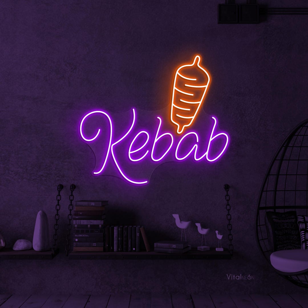 Kebab Neon Sign, Kebab Neon Light, Doner Kebab Neon Art, Restaurant ...