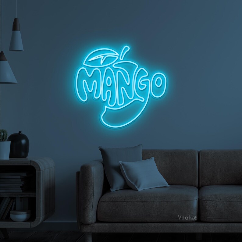 MANGO Neon Sign, Mango Logo LED Light, MANGO Fruit Wall Art, Fruit Shop ...