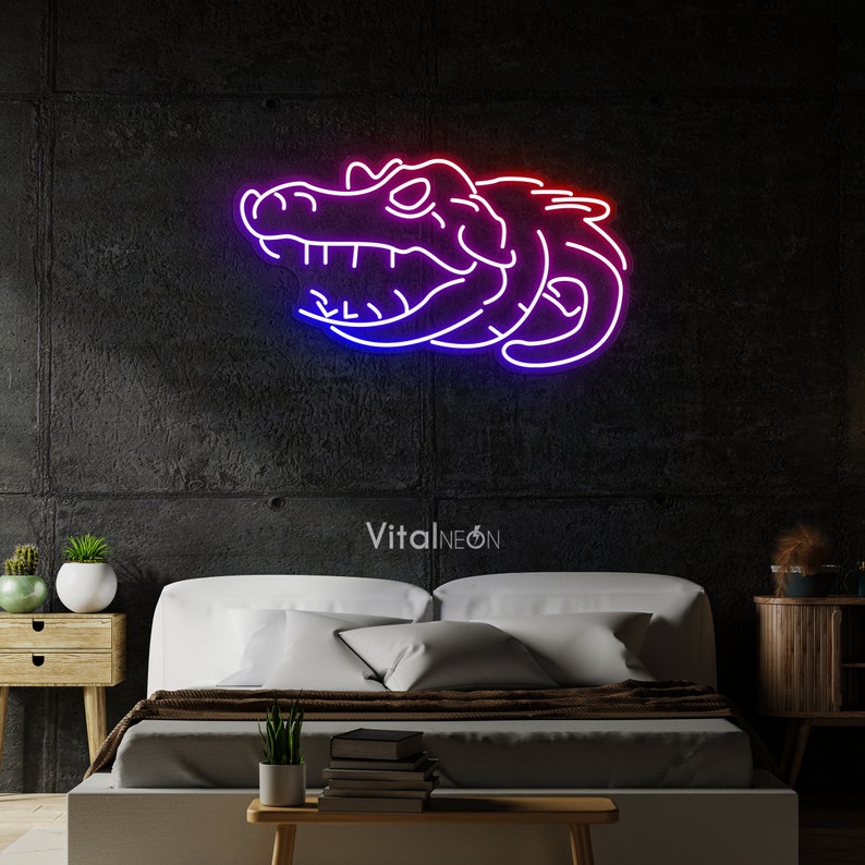 Crocodile Neon Sign, Room and Wall Decor, LED Neon Light for Unique ...