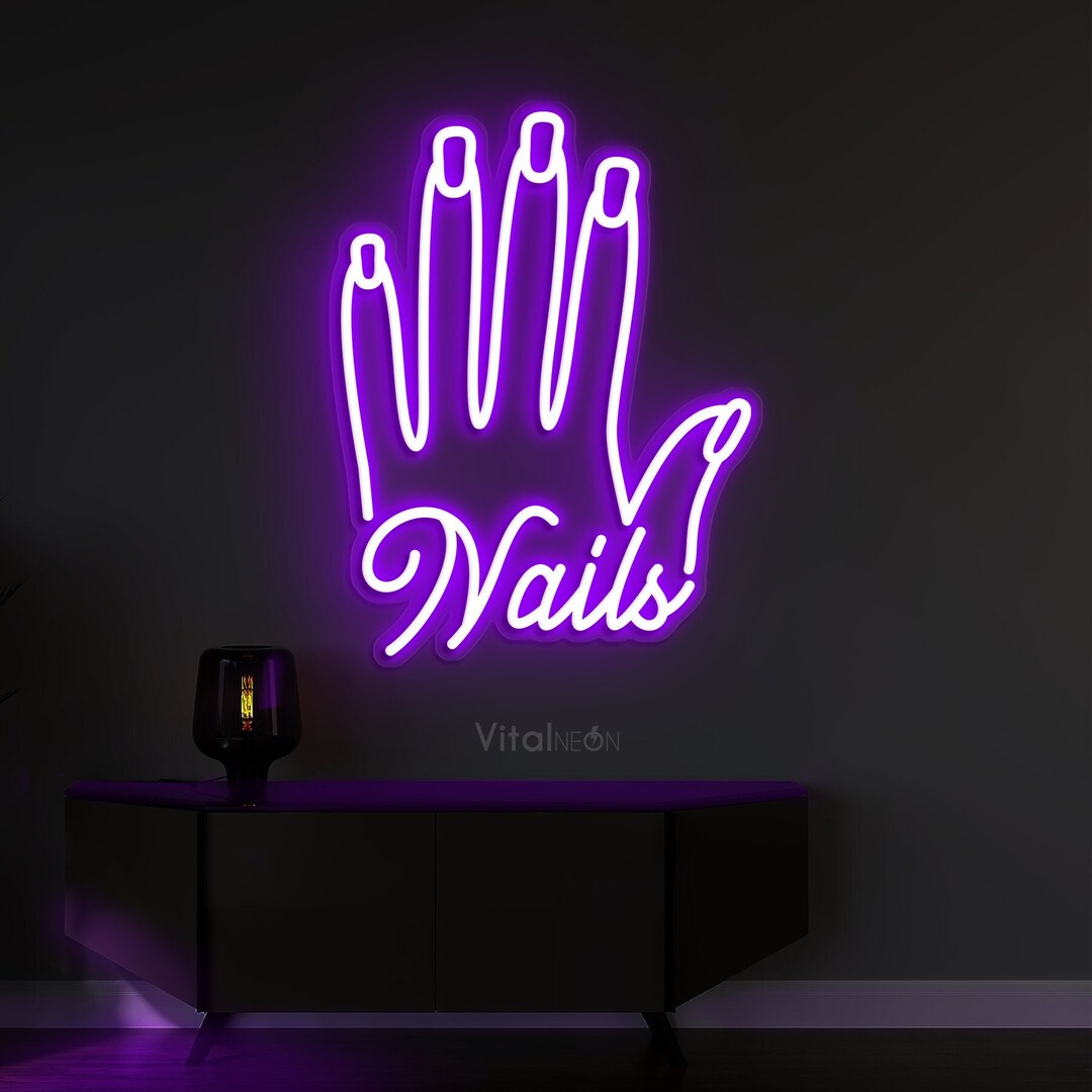 Nails Neon Sign, Nail Hand LED Neon Light, Salon and Manicure Shop ...