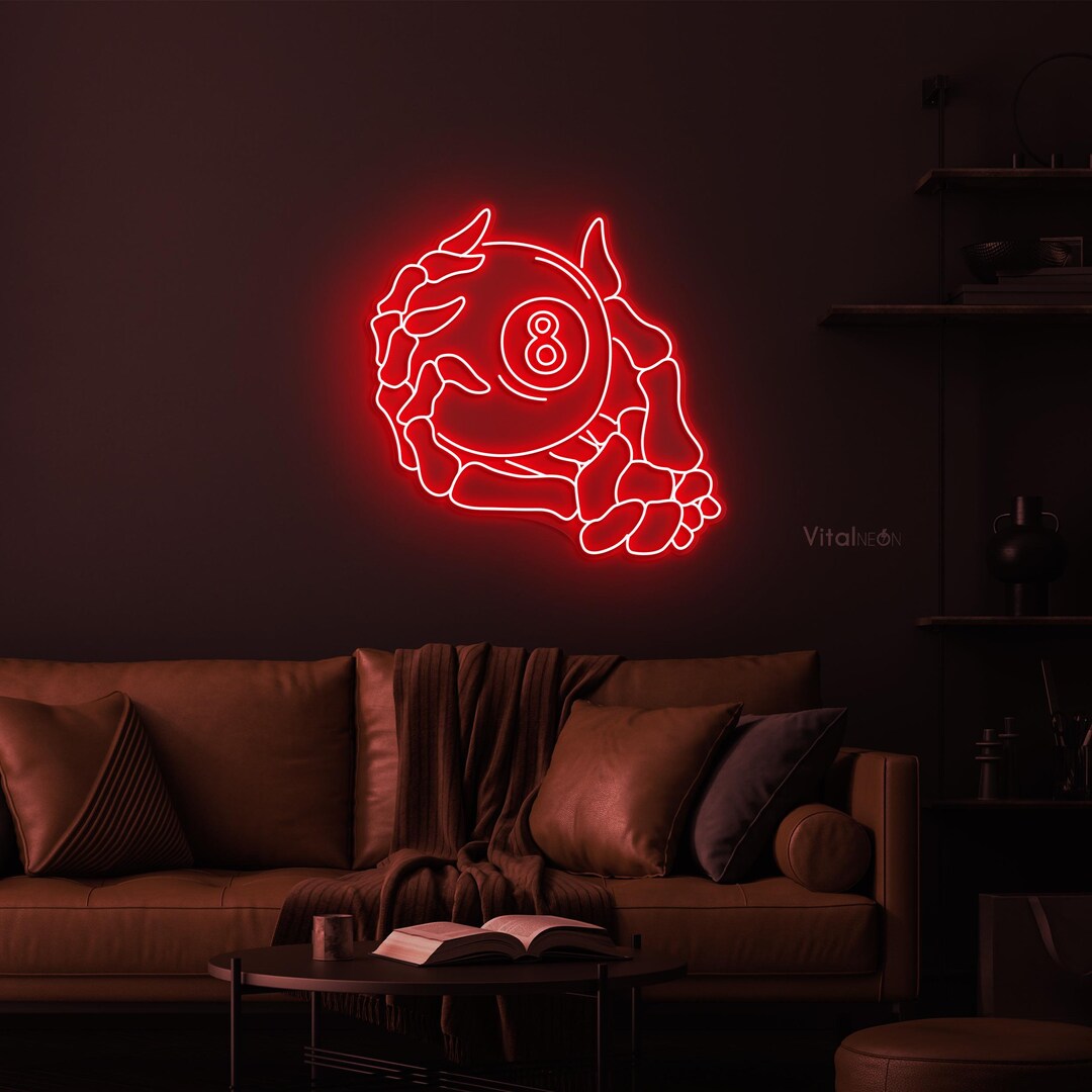 8-ball Skeleton Hand Neon Sign, 8-ball Skeleton Hand LED Light, Hands ...