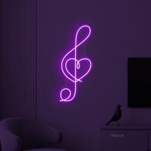 Music Note Neon Sign, Music Note LED Light, Heart Music Note Wall Decor ...