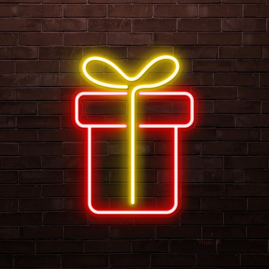 Christmas Gift Box Neon Sign, Christmas Gift Box LED Light, Valentine's ...