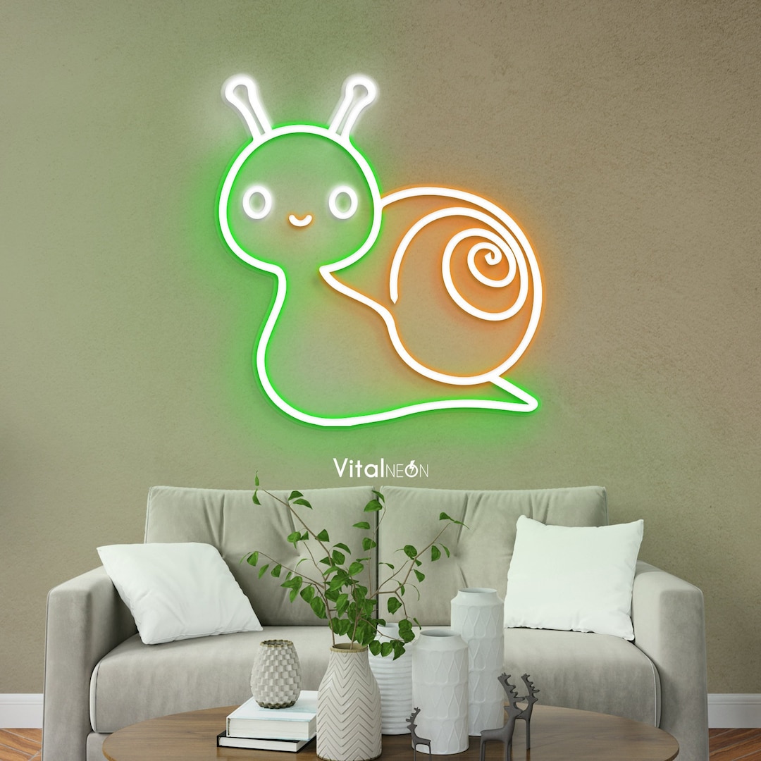 Snail Neon Sign, Cute Snail LED Neon Light, Snail Neon Art, Snail Wall ...