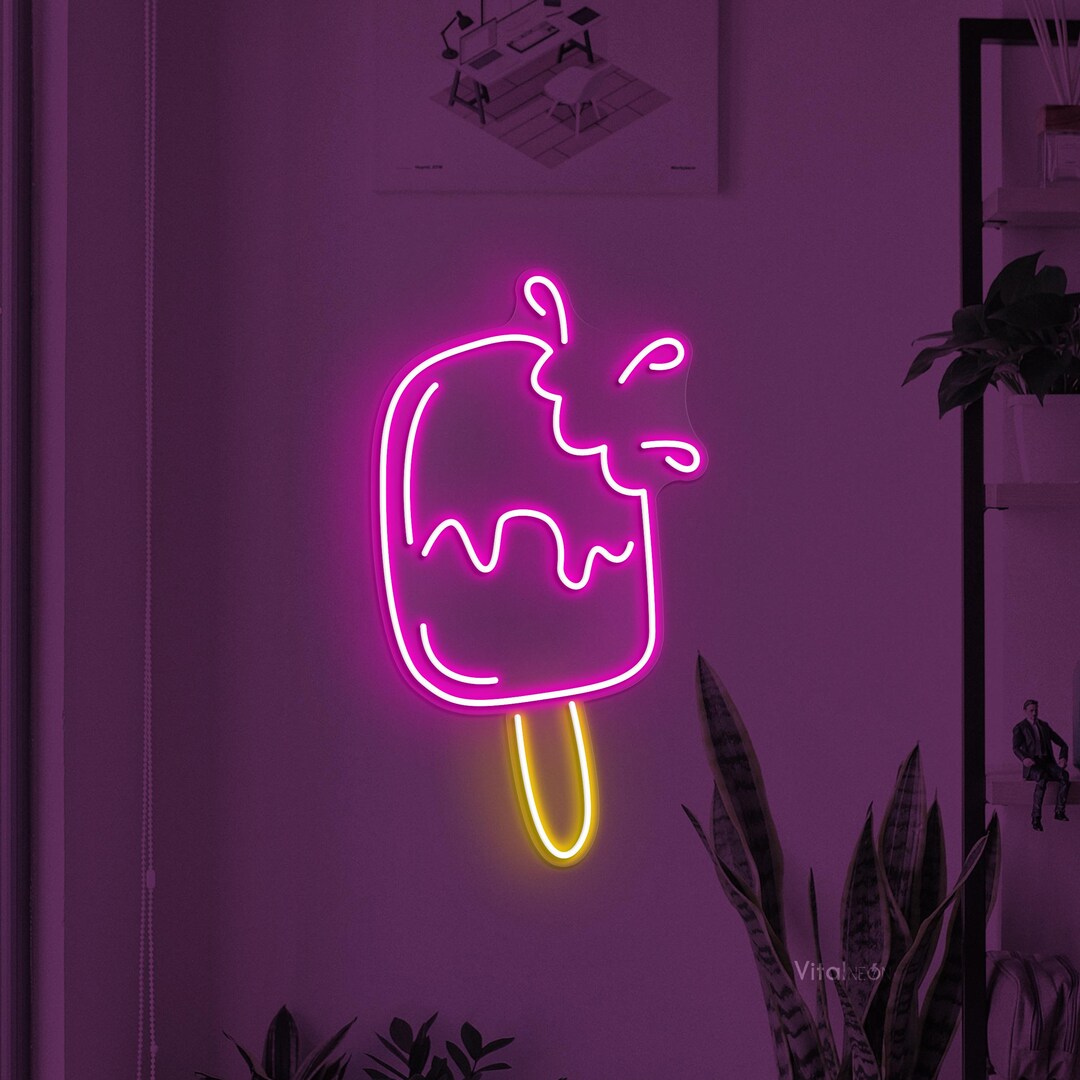 Ice Cream Neon Sign, Ice Cream LED Light, Sweet Dish Wall Decor ...