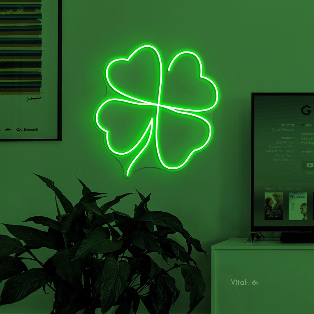Four Leaf Clover Neon Sign, Clover LED Light, Home Wall Decor, Lucky ...