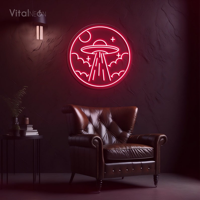 UFO Neon Sign LED Light Alien Spaceship Wall Art Game Room Party Gift ...
