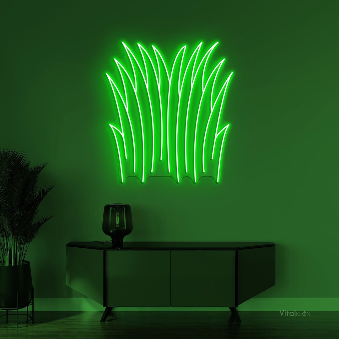 Grass Neon Sign, Grass Neon Light, Grass Plant Wall Art, Garden Wall ...