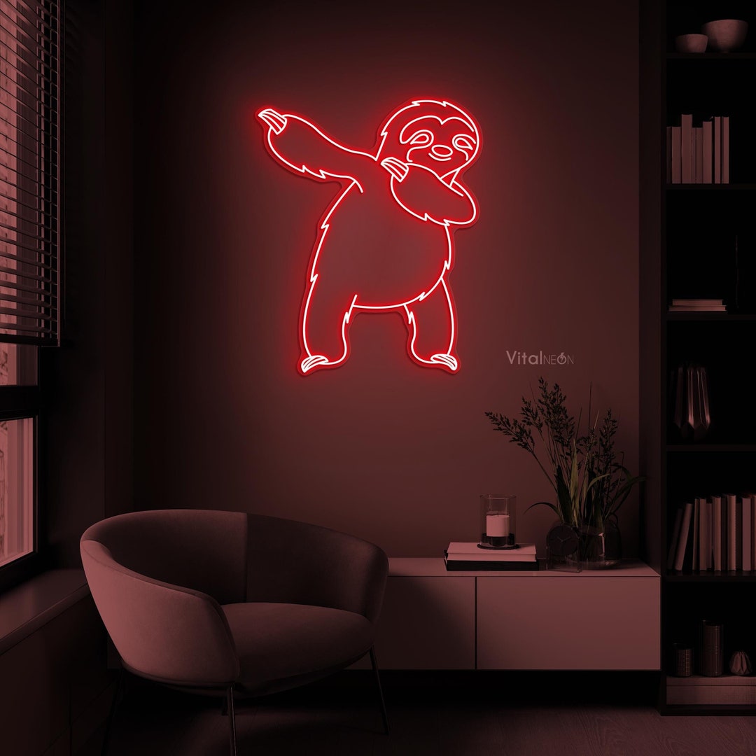 Dancing Sloth Neon Sign, Sloth Dance LED Light, Funny Sloth Wall Decor ...
