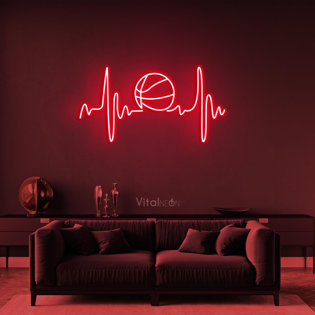 Basketball Neon Sign, Basketball With Heartbeat Light, Basketball LED ...