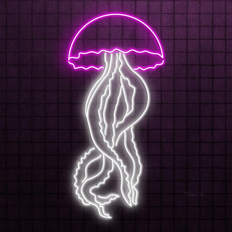 Jellyfish Neon Sign Dimmable LED Light Sea Creature Wall Art Kids Room ...
