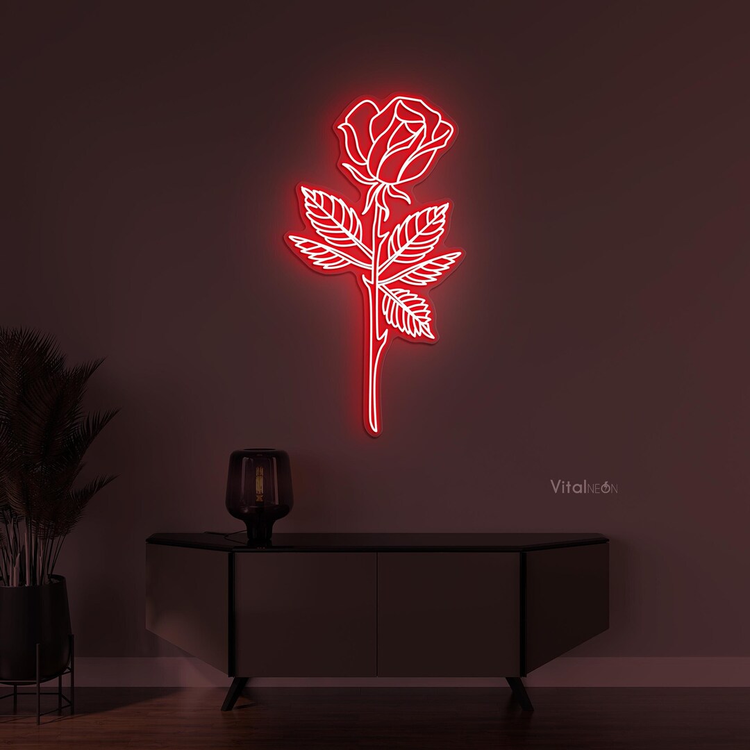 Rose Neon Sign, Rose LED Light, Rose Flower Wall Decor, Custom Neon ...