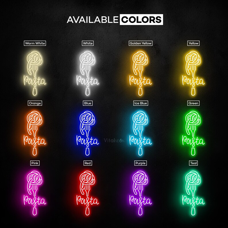 Pasta Neon Sign LED Light Italian Restaurant Spaghetti Wall Decor ...