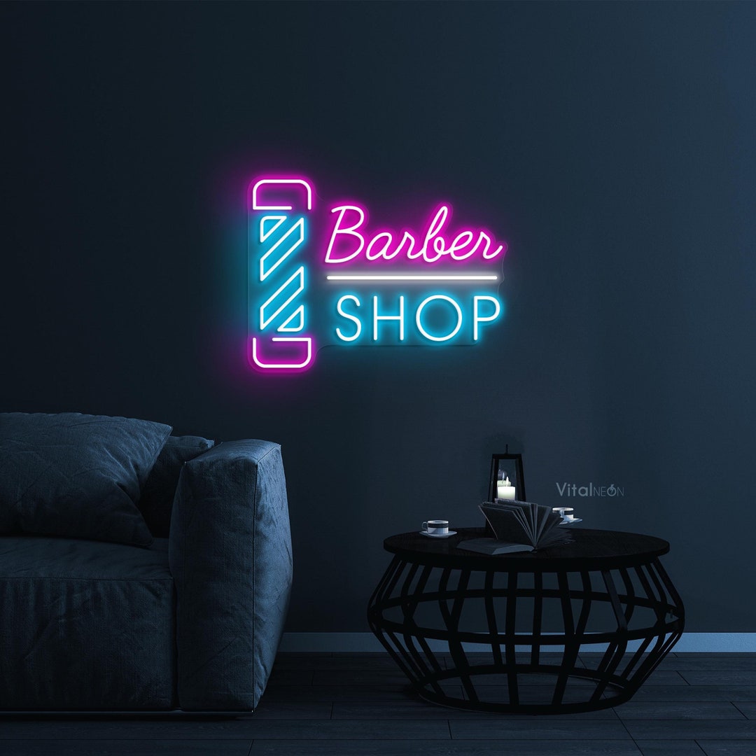 Barber Shop Neon Sign, Barber Shop LED Light, Barber Wall Art, Haircut ...