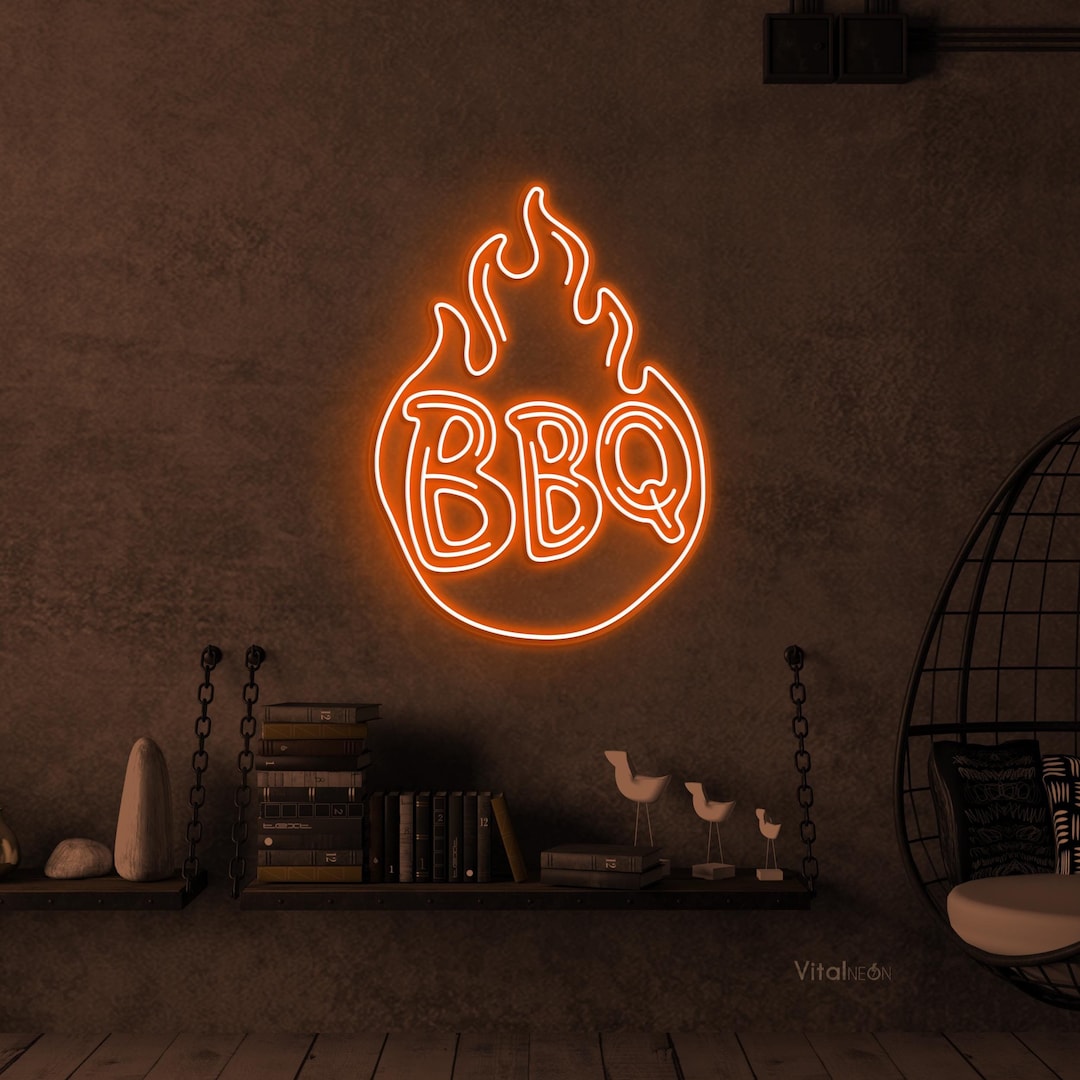 BBQ Neon Sign, BBQ Led Light, Restaurants Wall Decor, Bbq Shop Wall Art ...