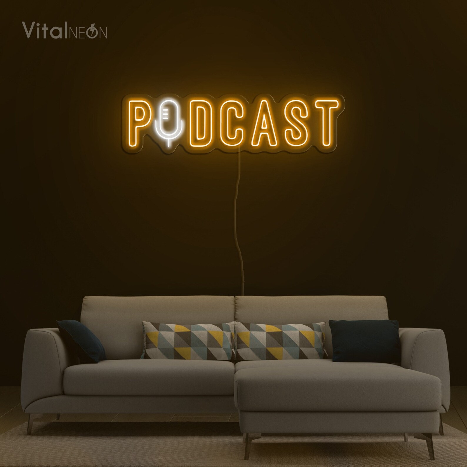 Podcast Neon Sign, LED Wall Decor for Home Studio, Unique Podcasting ...