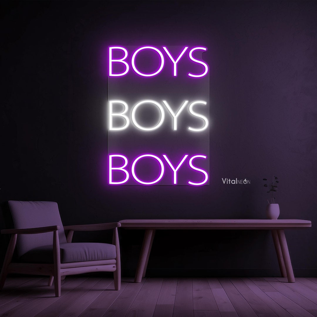 Boys Boys Boys Neon Sign, Boys Boys Boys LED Light, Boys Wall Art ...