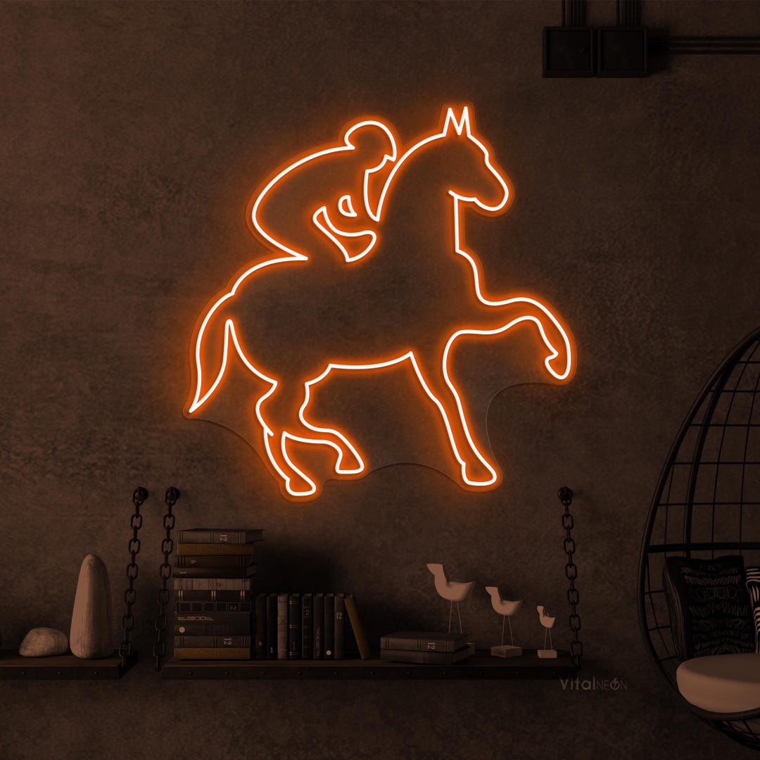 Horse Rider Neon Sign, Horse Rider LED Light, Bucking Horse Wall Decor ...