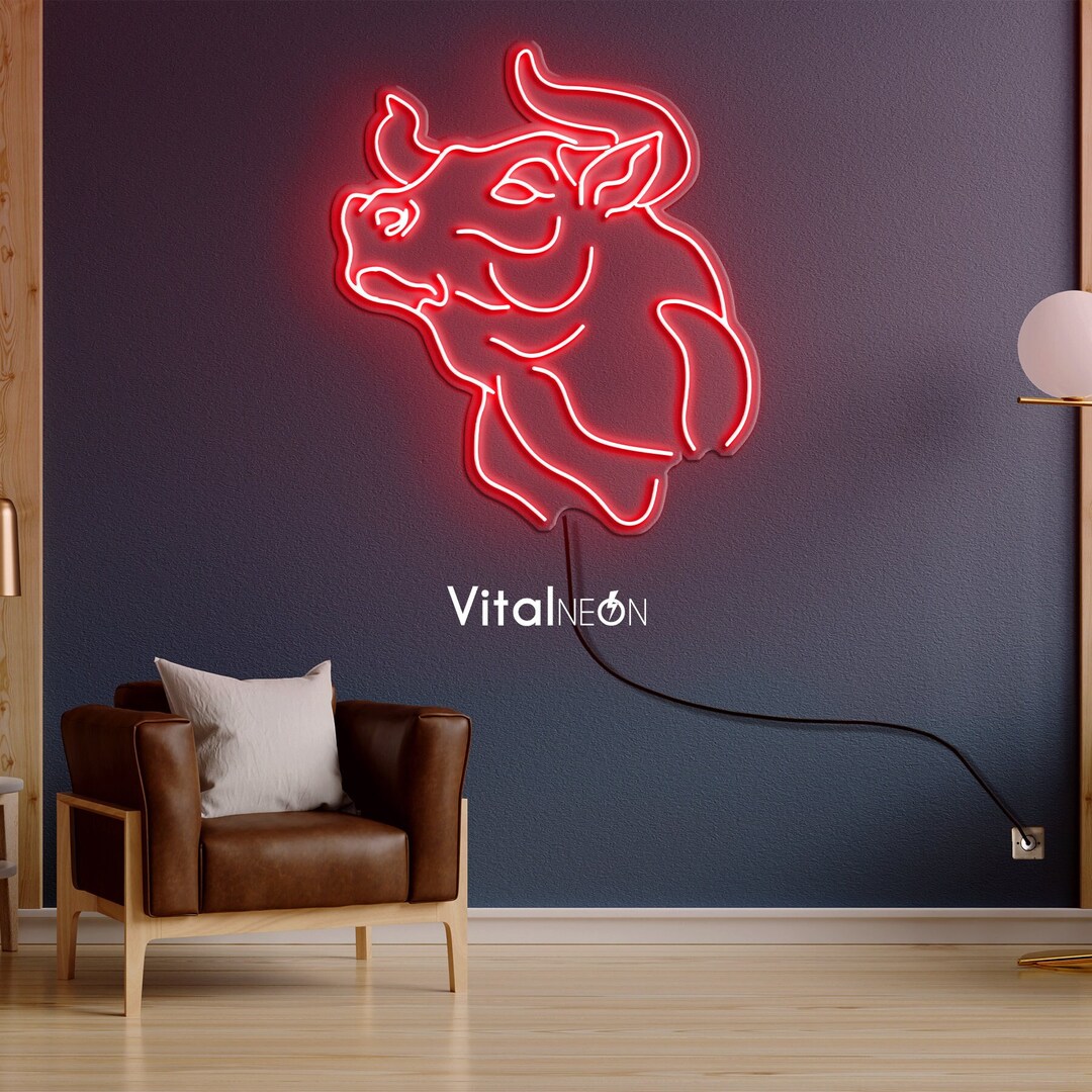 Bull Head LED Neon Light, Cow Neon Sign, Texas Bull Sign, Longhorn Neon ...