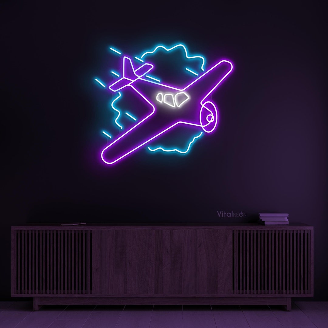 Airplane Neon Sign, Airplane LED Light, Flying Airplane Neon Art ...