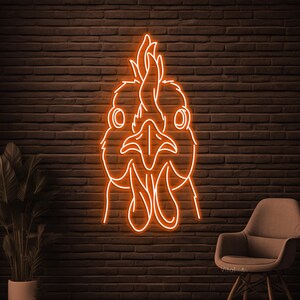 Rooster Neon Sign, Rooster Chicken LED Light, Hen Head Neon Art, Home ...