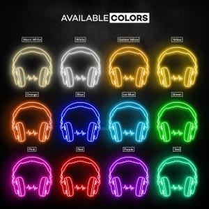 Headphones Neon Sign, Headphones LED Light, Music Room Wall Decor ...