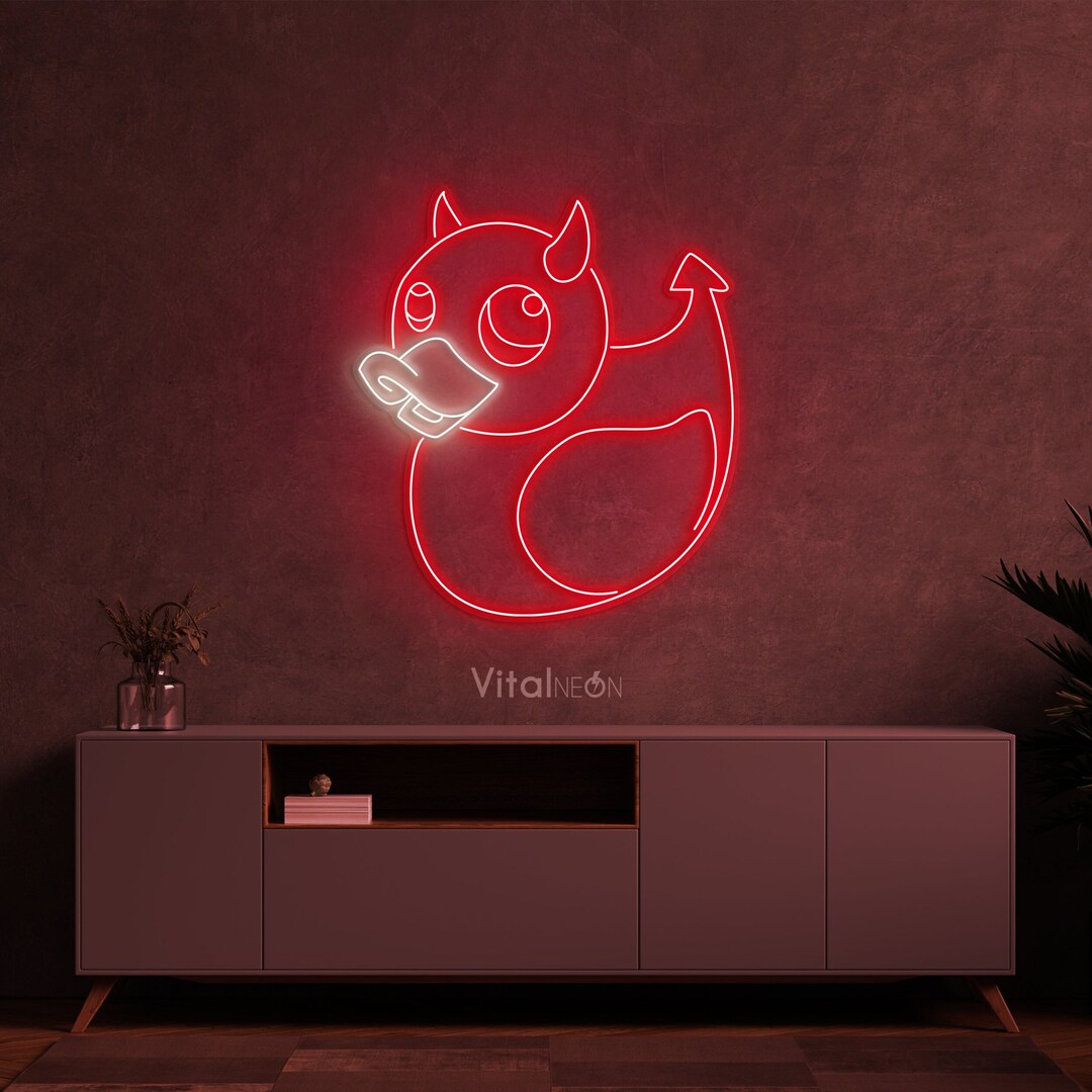 Devil Duck Neon Sign, Custom Duck LED Wall Art, Home & Kids Room Decor ...
