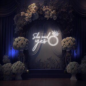She Said Yes Neon Sign LED Light Engagement Party Wall Art Proposal ...