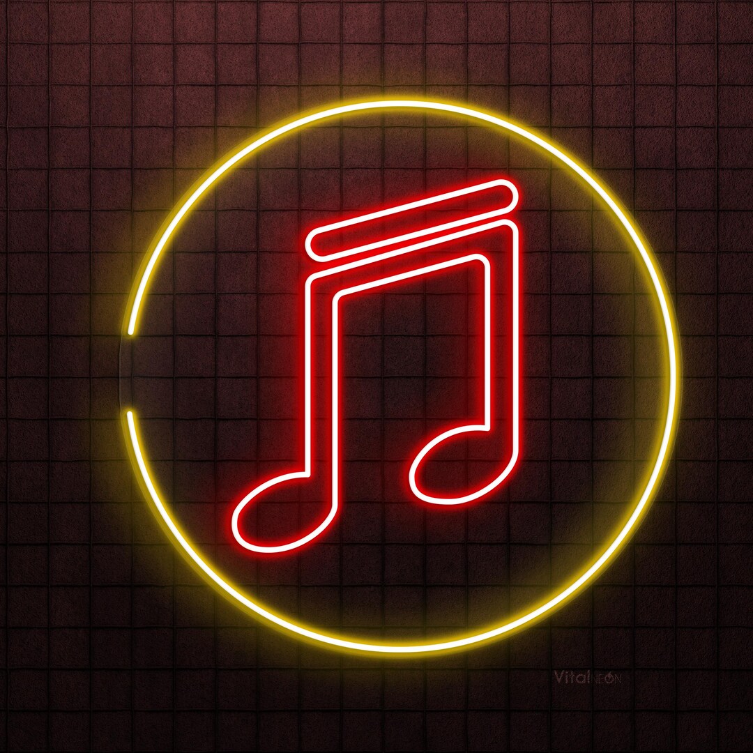 Music Note Neon Sign, Music Note Circle LED Light, Music Room Wall ...