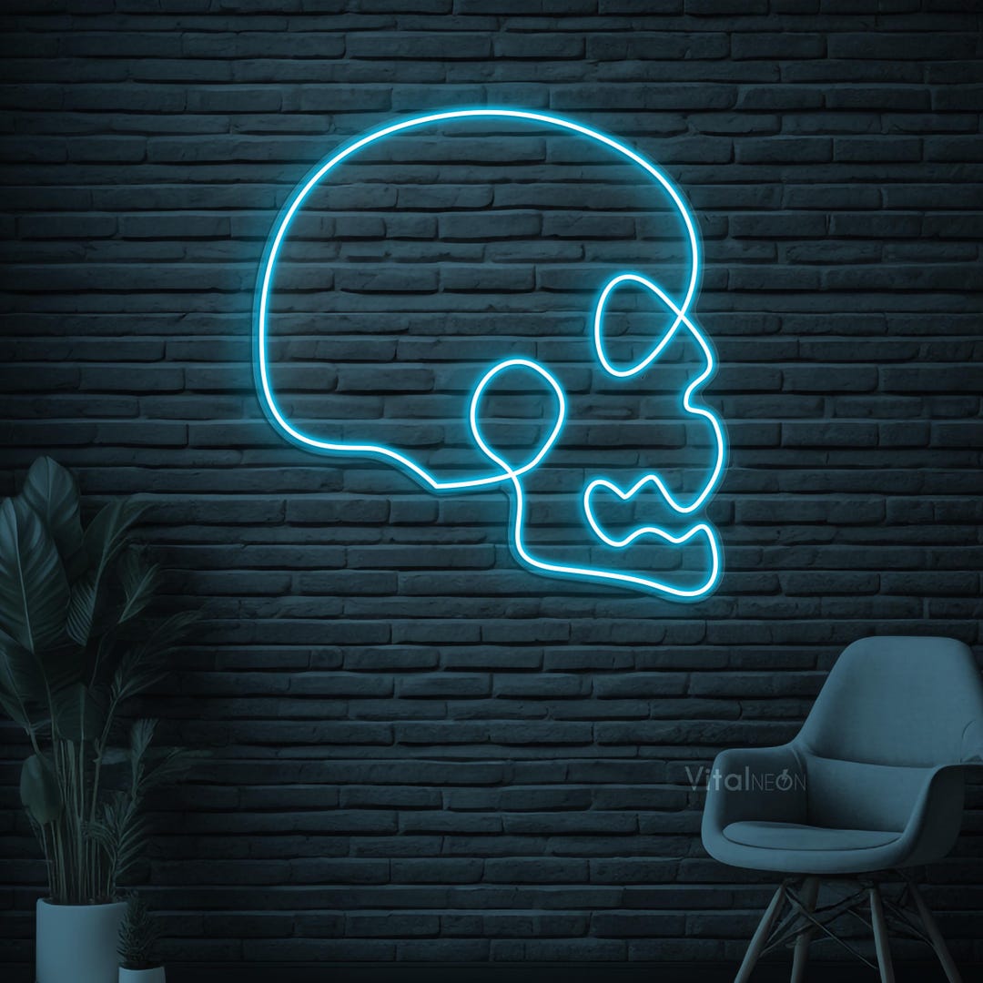 Skull Neon Sign, Skull LED Light, Skull Head Wall Decor, Spooky Neon ...
