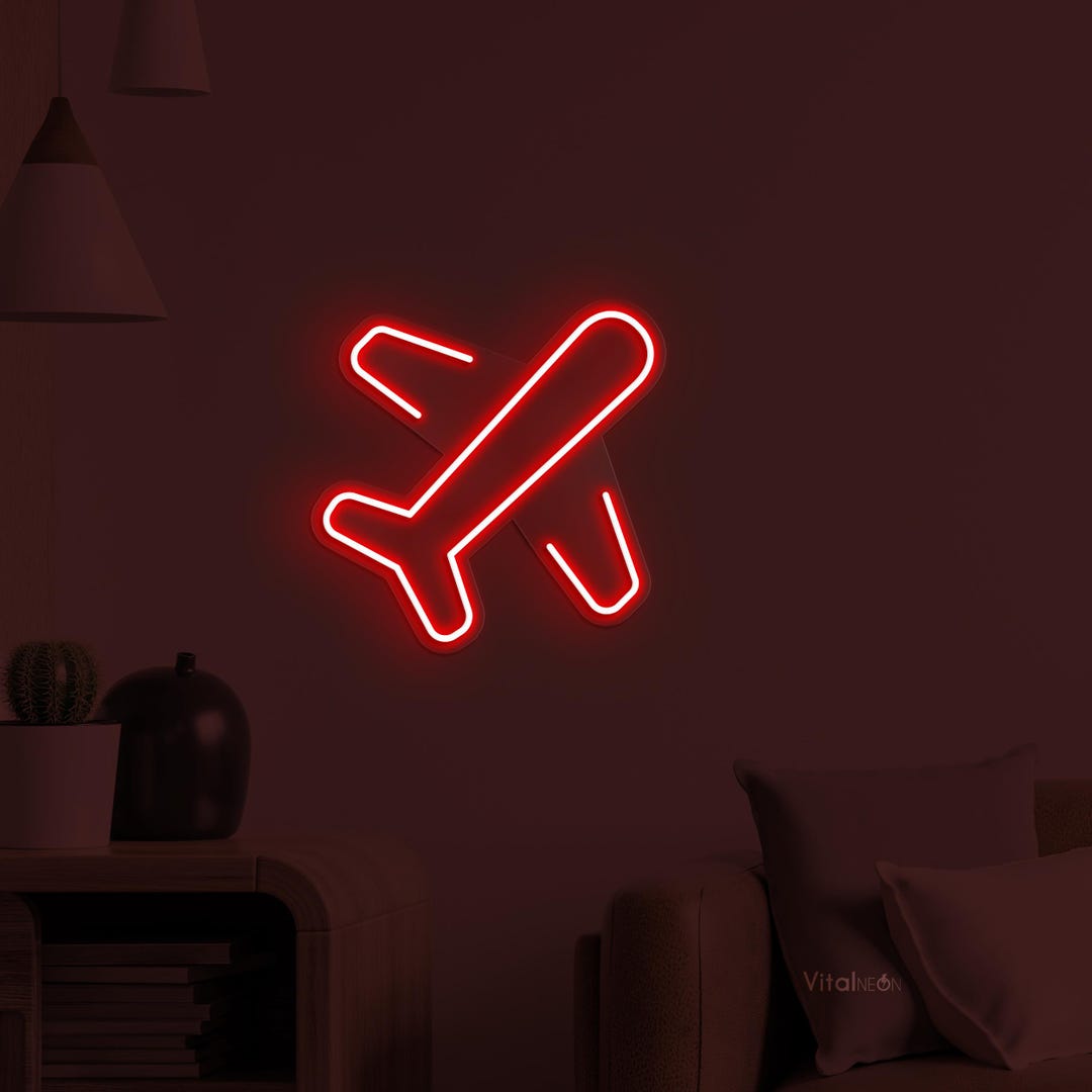 Airplane Neon Sign, Airplane LED Light, Travel Agency Wall Art, Kids ...