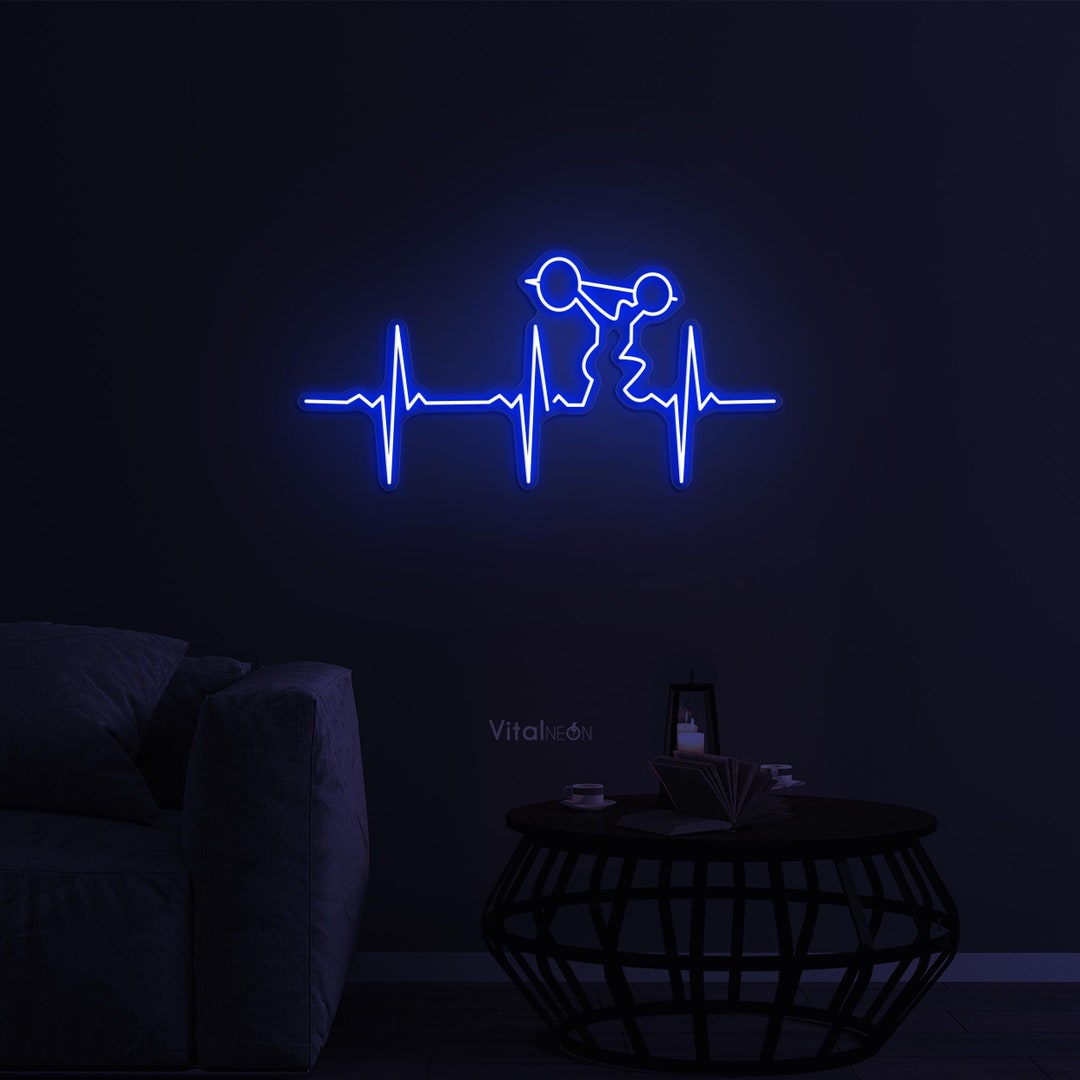 Power Lifting Neon Sign, Power Lifting LED Light, Heartbeat With ...